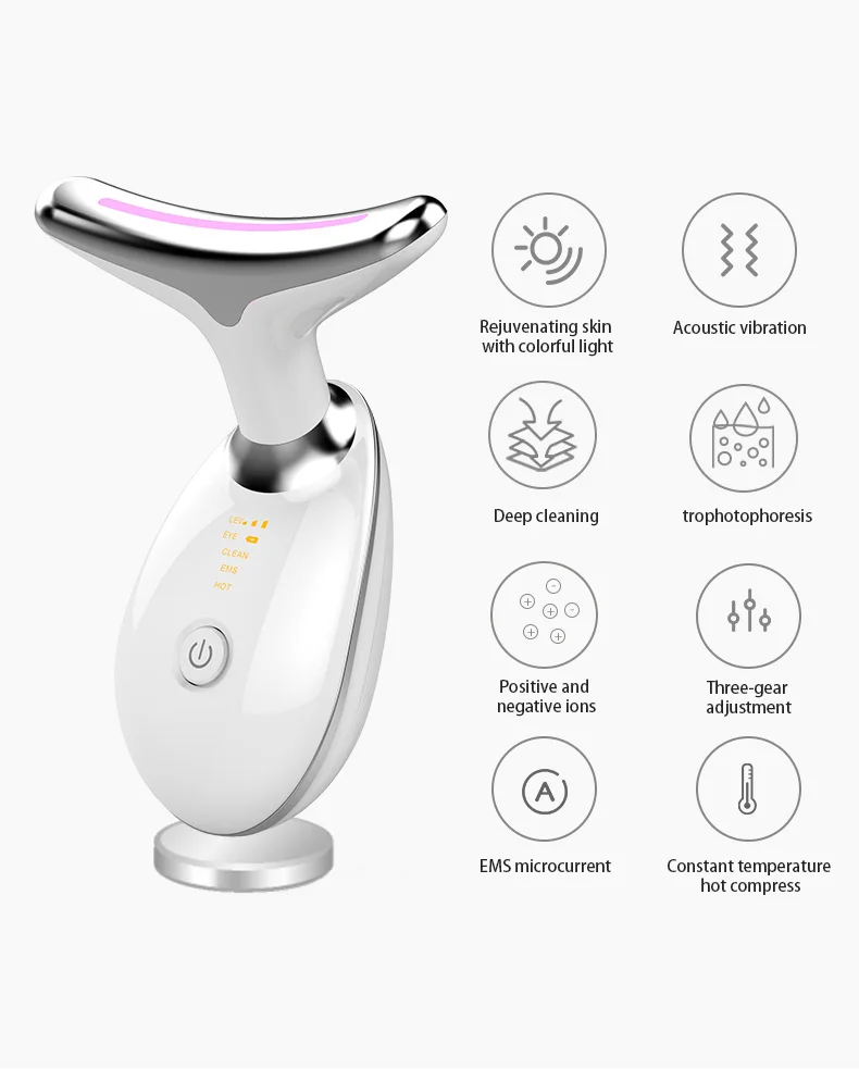 Neck Beauty Device Portable Ems Neck Massager Skin Tightening Led ...