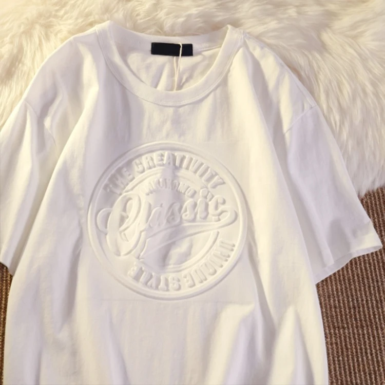 Embossed Tee Summer Men's Short Sleeve T-Shirt Customizable