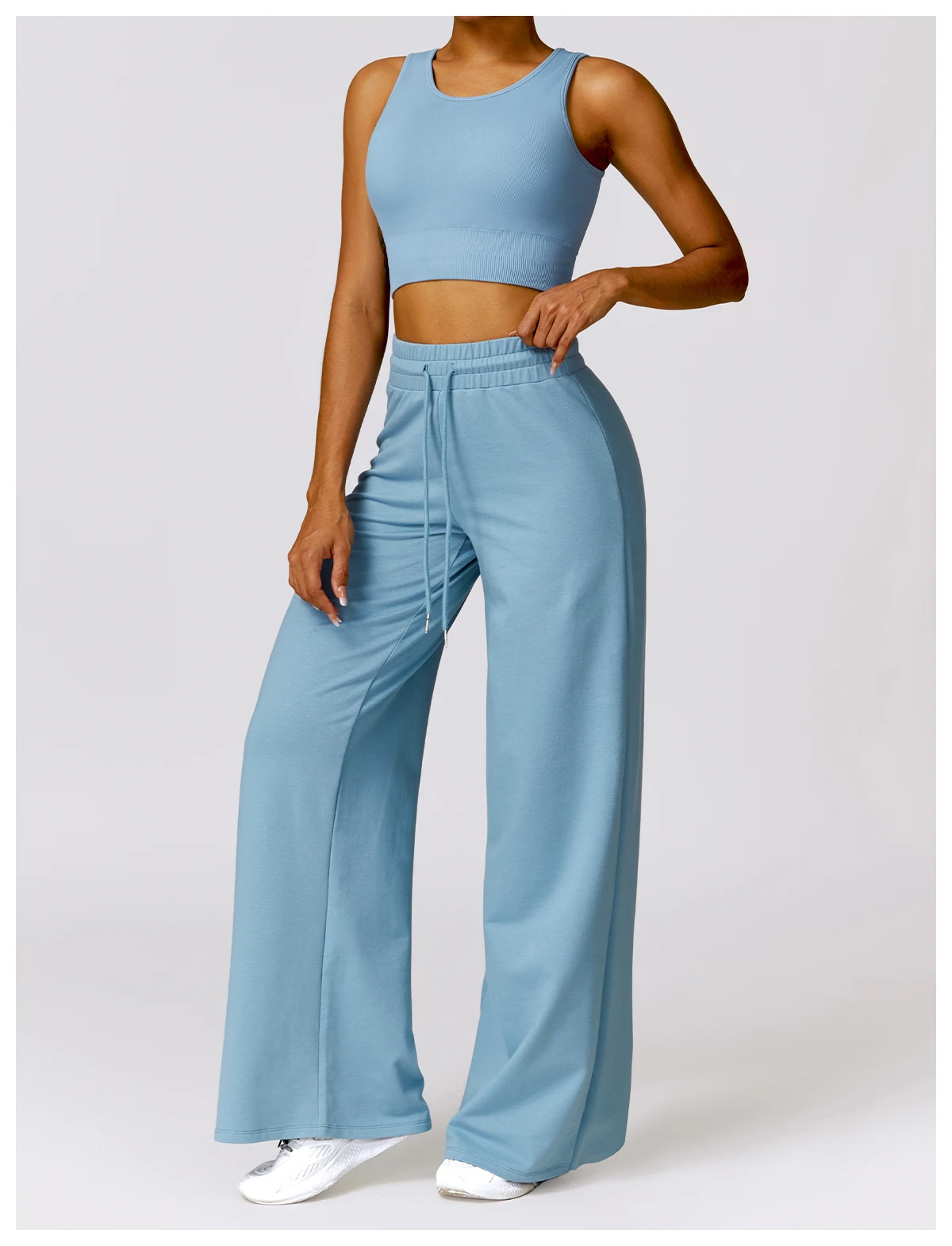 Elegant Dashing Casual Bell -bottom Flare Joggers Crop Top Tank Yoga ...