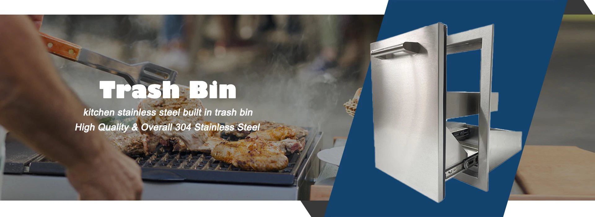 Outdoor Built-in Island Kitchens Bbq Grills 304 Stainless Steel Trash ...