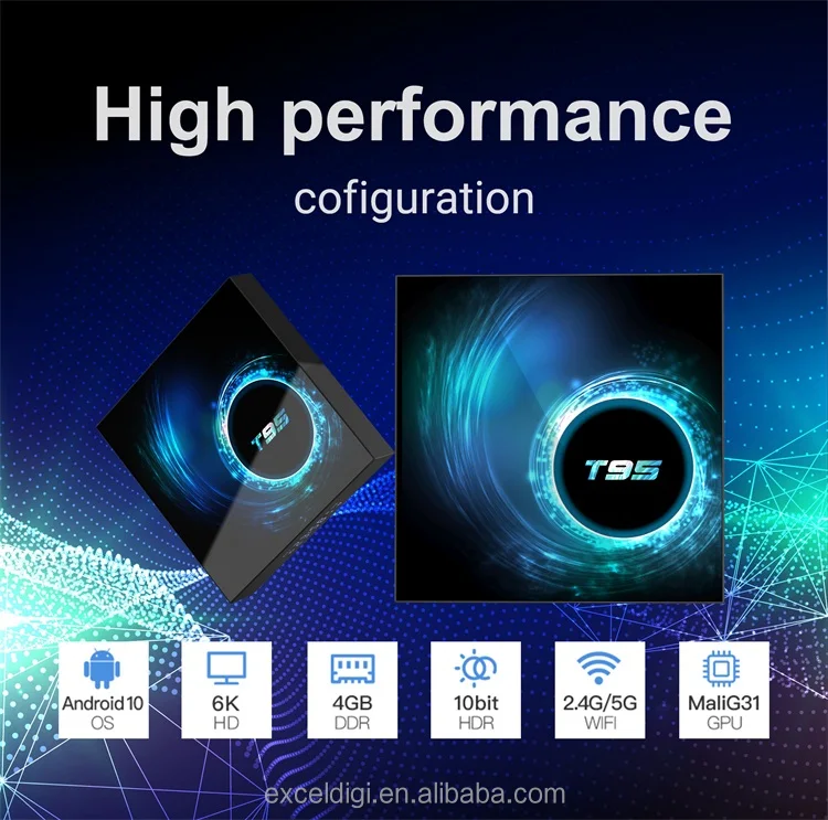 Excel Digital Ultra Hd T95 4gb Ram 32gb Allwinner H616 Set-top Box Media Player Tv Box Android ...