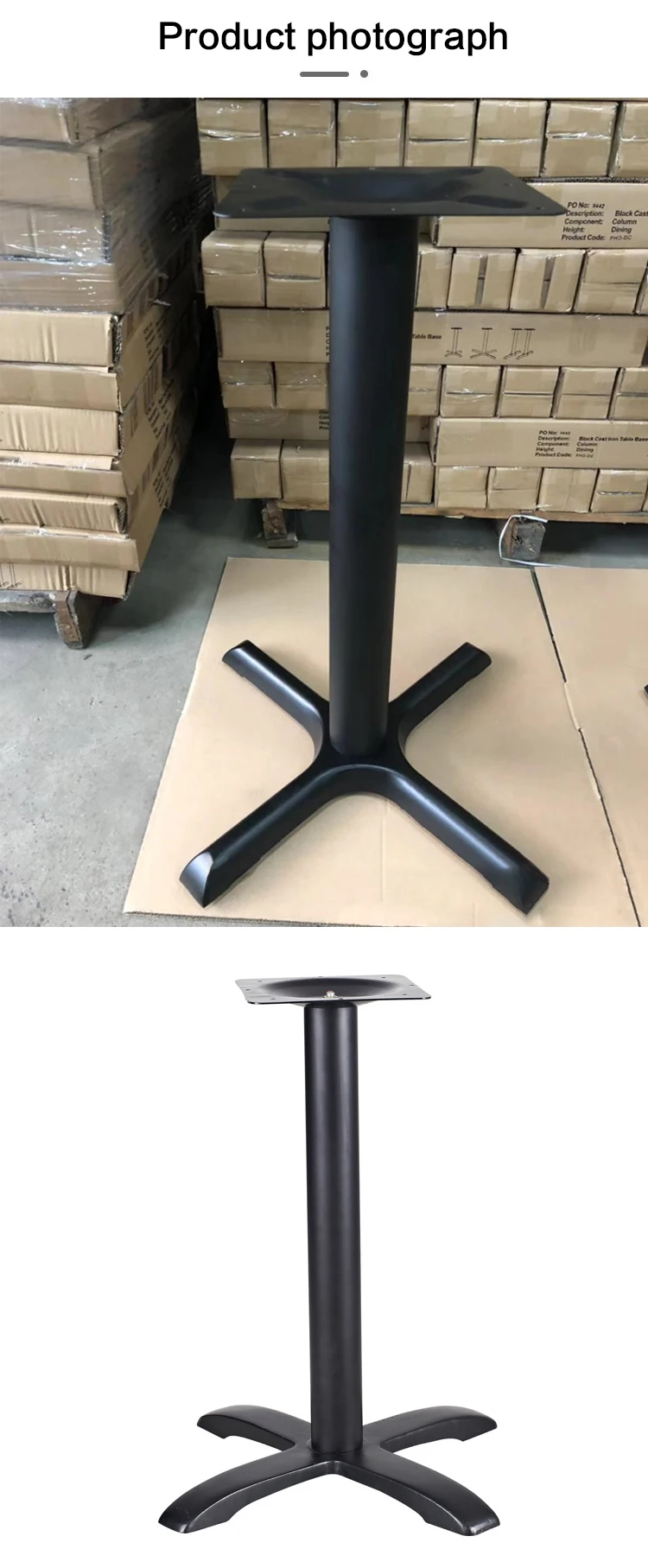 Heavy Duty Matte Black Cross Table Base - Durable & Stylish