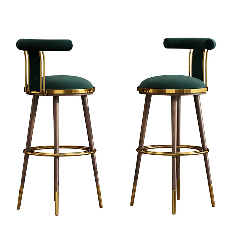 Sparkle Luxury Green Bar Chair Stools With Backrest Bar High Stool ...