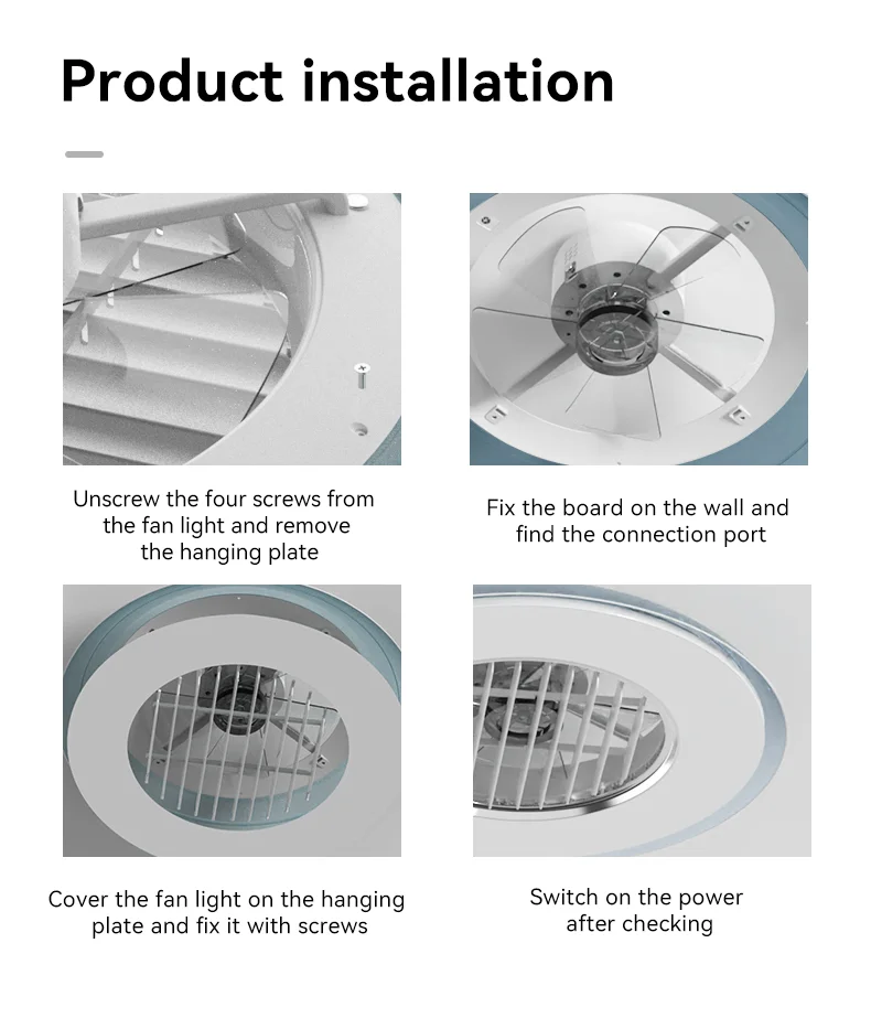 Enclosed Bldc Ceiling Fan With Light,4 Colors Dimmable Led Flush Mount ...