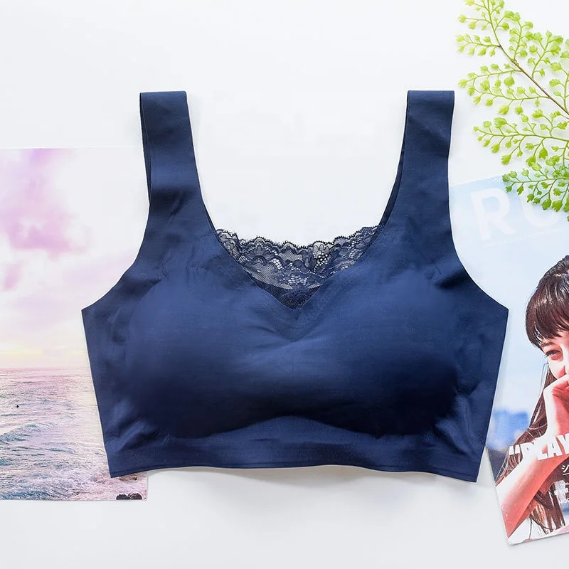 High Elastic Solid Color One Piece Soft Fabric Sports Seamless Big Bras ...