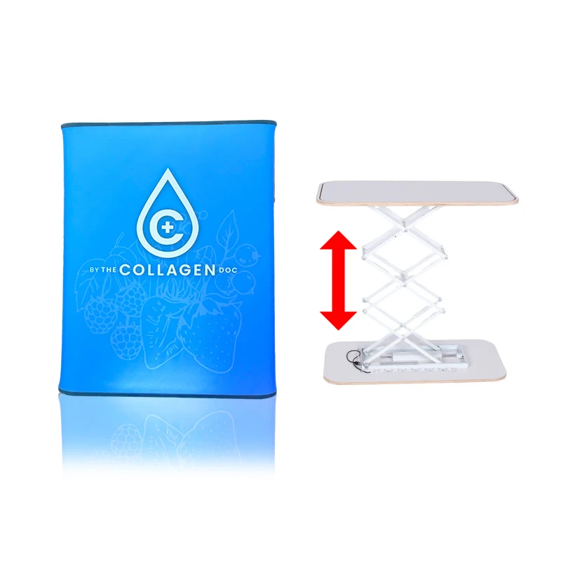 Retractable Folding Display Counter Automatic Pop Up Table Tension ...