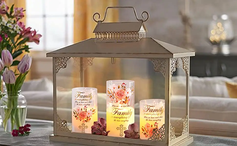 Orstar Spring Flameless Glass Led Candles With Remote Prayer Theme Real ...