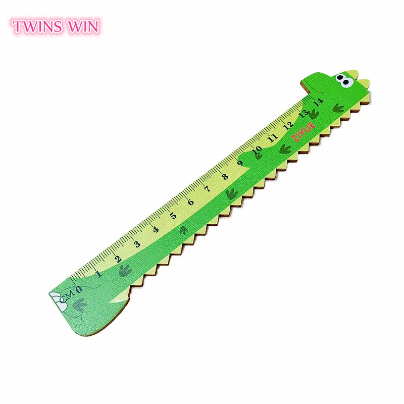 Kids Wooden Cartoon Dinosaur Ruler Student Drawing Tools Cute Measuring ...