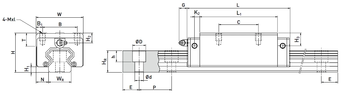 Mgn15c Hiwin Hgh20ca Linear Guide Rail 1000mm 2000mm 3000mm - Buy ...