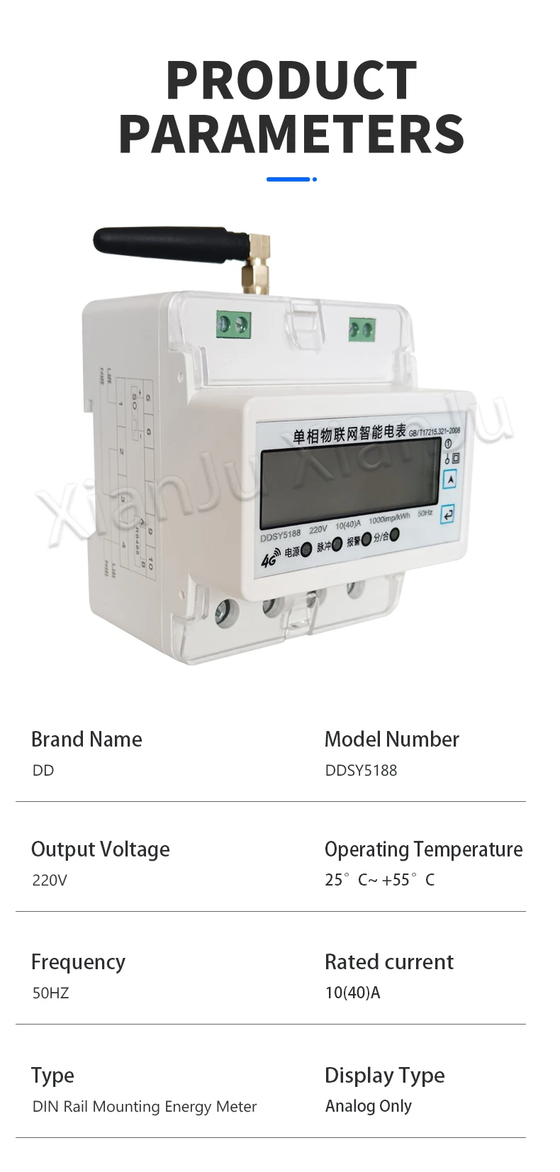 DDSY5188 Wifi Single Phase Smart Electricity Meter LCD Display Pulse RS485 Port DL/T 645-2007 ...