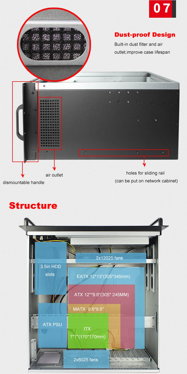 19 Inch Industrial PC Case - 5U LCD Server Chassis