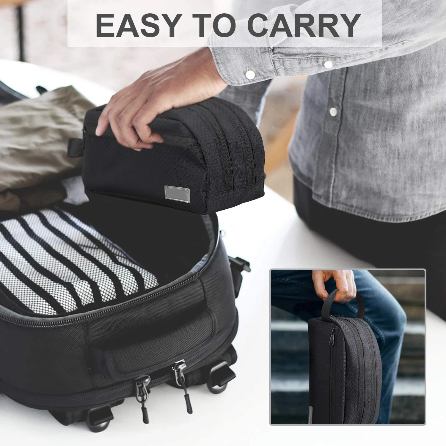 Gelory Men's Toiletry Organizer Large Waterproof Shower Bag Travel ...