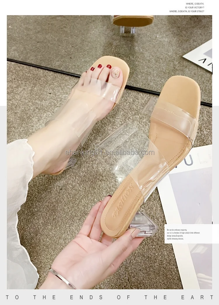 Transparent High Heels Women Square Heel Sandals Summer Shoes Women ...