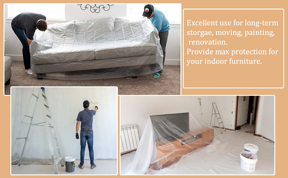 4Mil Plastic Furniture Cover for Moving and Storage LDPE Chair Bags ...
