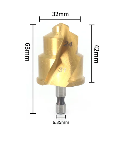 Hexagonal Shank Faucet Repair Reamer with Limit Drill Bit 4-point 6 ...