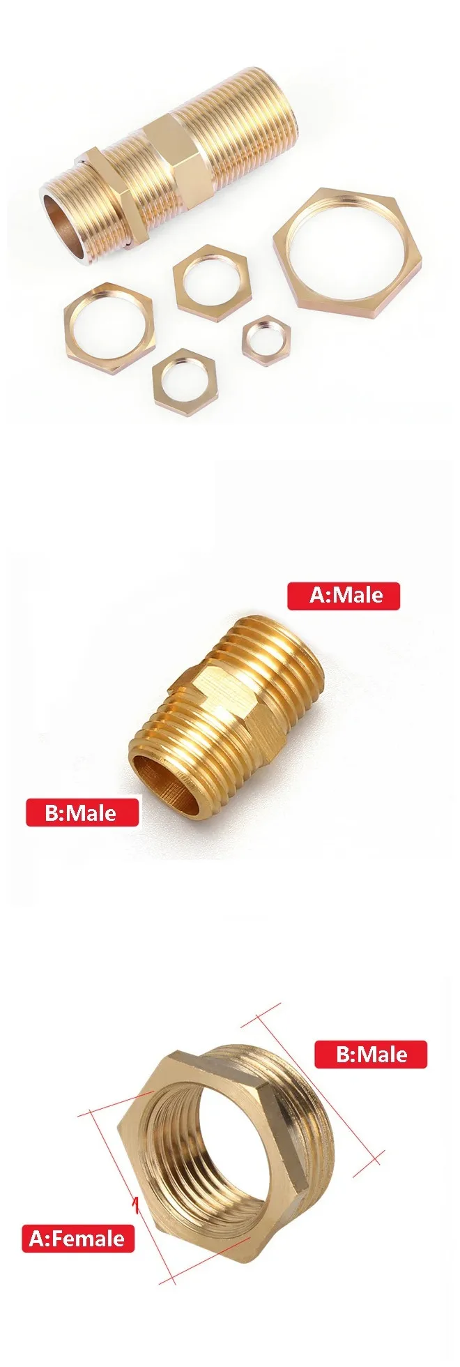 Brass Adapter Fitting Pipe Hex Nipple Fitting Quick Coupler Adapter 1/8 ...