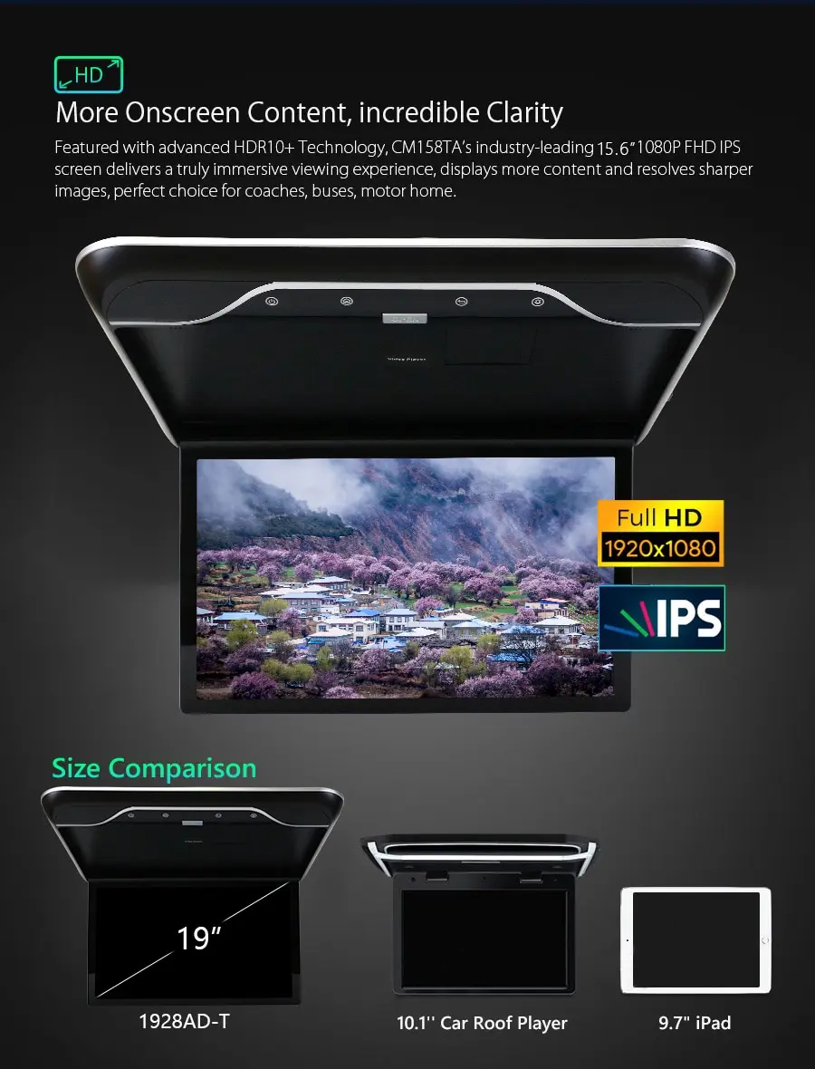 Roof Mount Monitor 19 Inch For Cars Hd Car Roof Mount Lcd Monitor With ...