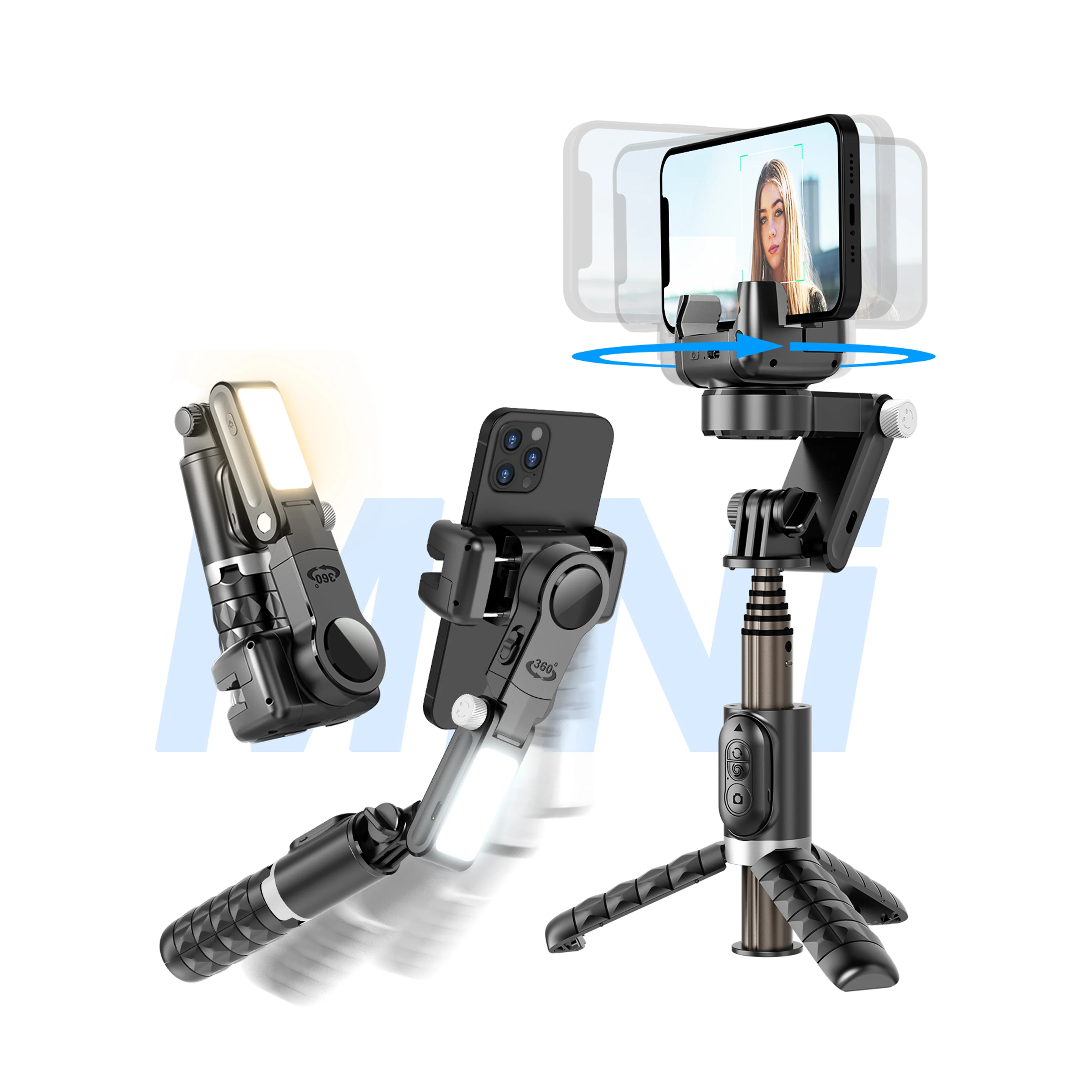 Q18 Gimbal Stabilizer Wireless Control Rotating Tripod Stand Selfie ...