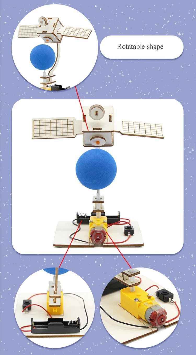 Kids Self Diy Orbiting Satellite Model Learning Toys Wooden Educational ...