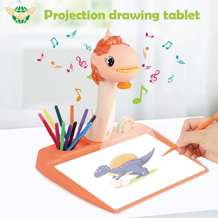 2 in 1 Multifunctional Drawing Projector Table With Tossing Rings Trace ...