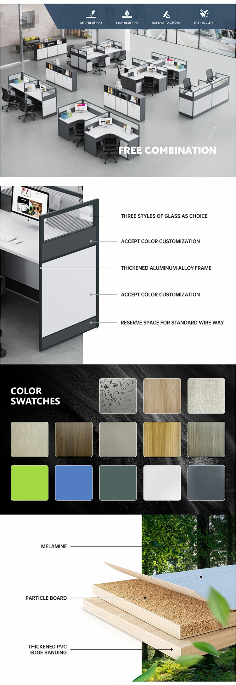 High Quality Movable Modular Workstation Desk Office Furniture Computer ...