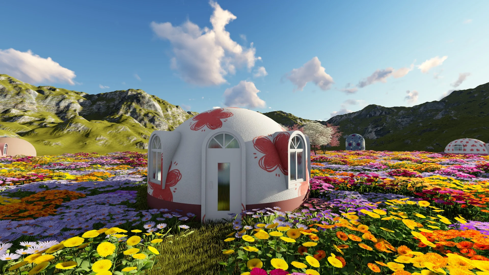 Cartoon Doodle Prefab House - Portable Luxury Modular Home