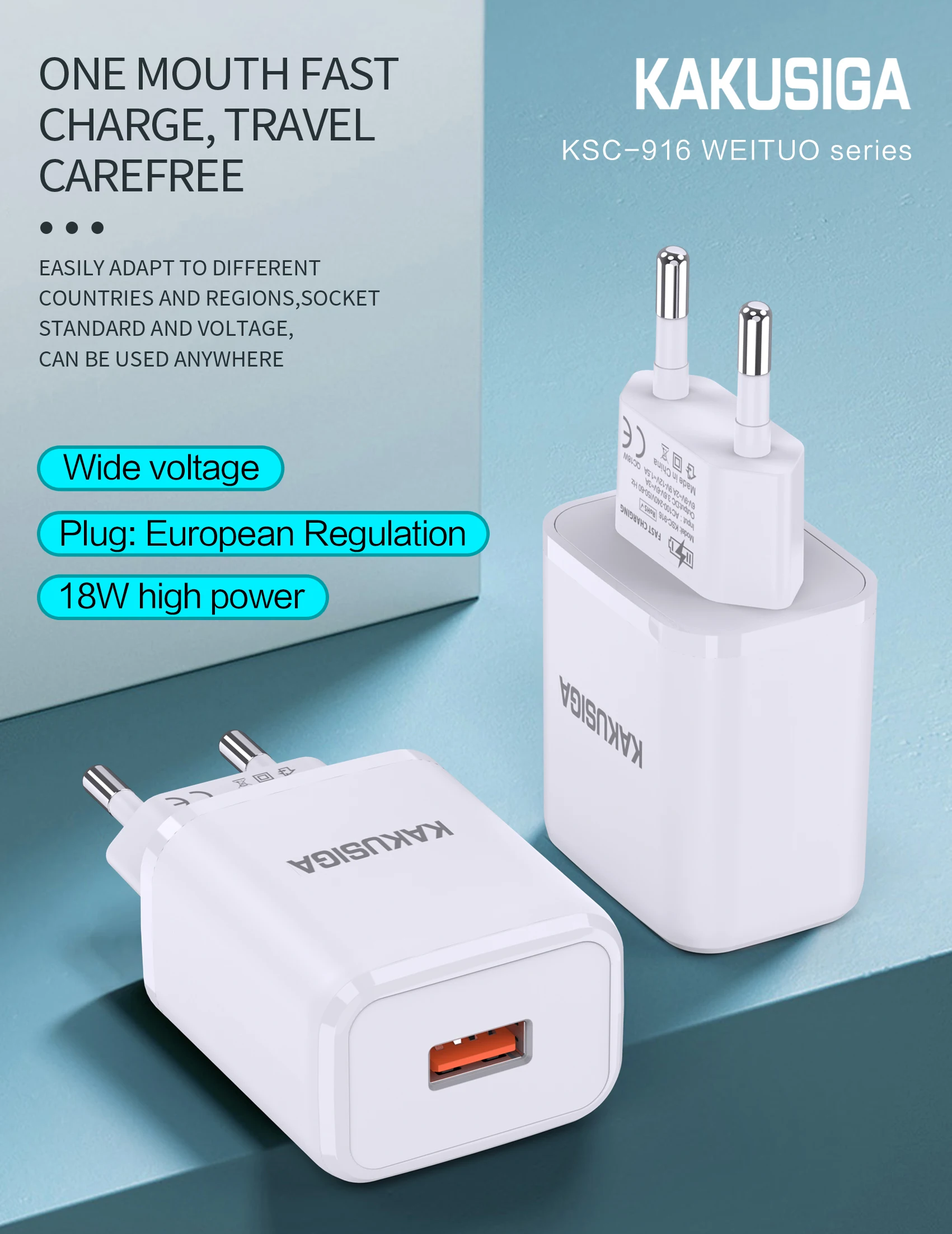 Kakusiga High Quality Fast And Stable Qc3.0 Single Port Smart Charger ...