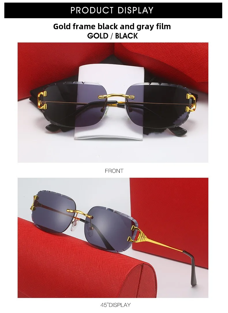 Frameless Diamond-cut square Sunglasses for Women European and American ...