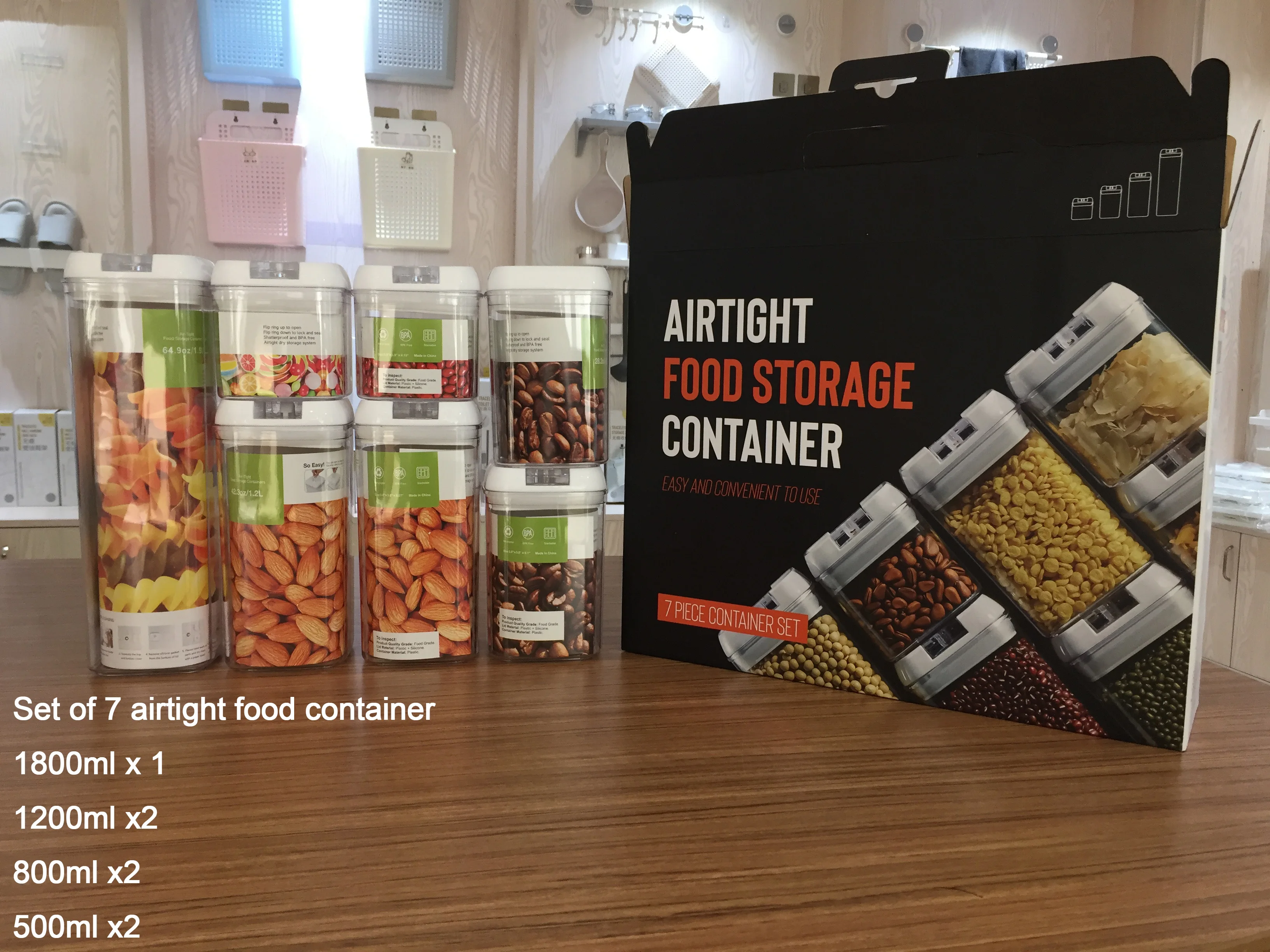 7 Piece Airtight Stackable Food Containers Fridge Plastic Organizer ...