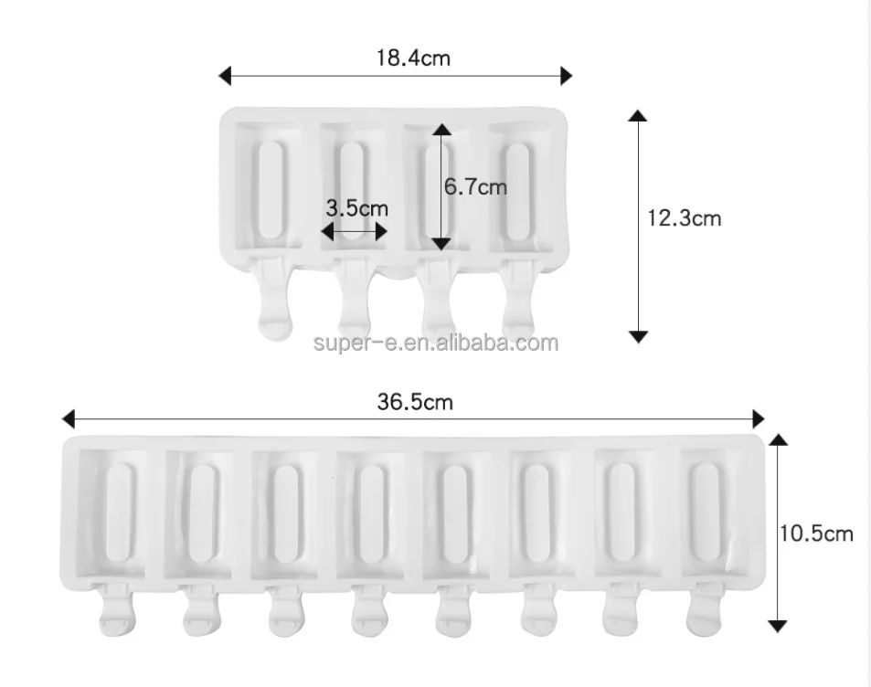 4 Cavity Food Grade Standard Cylinder Shape Silicone Ice Cream Mold ...