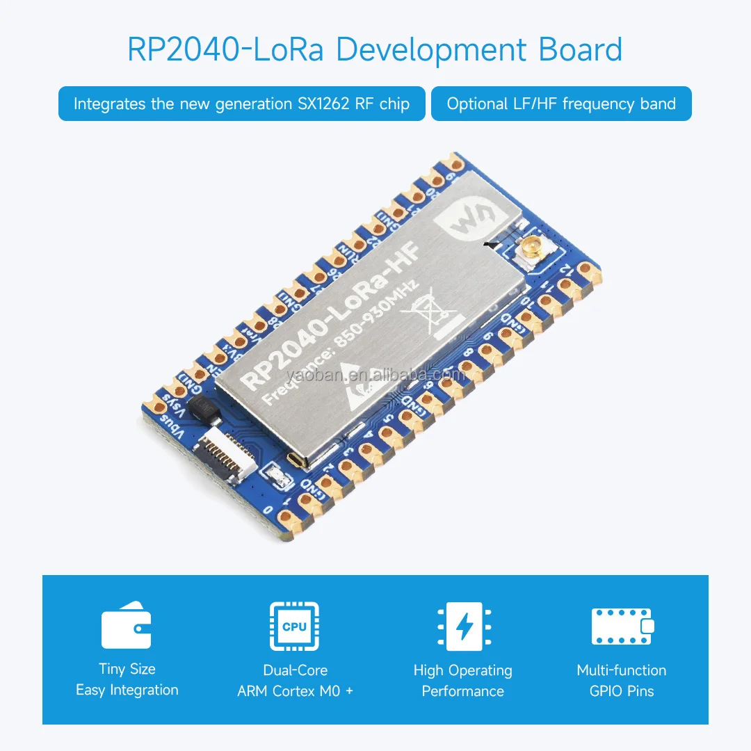 Waveshare Rp2040-lora Development Board,Integrates Sx1262 Rf Chip,Long ...
