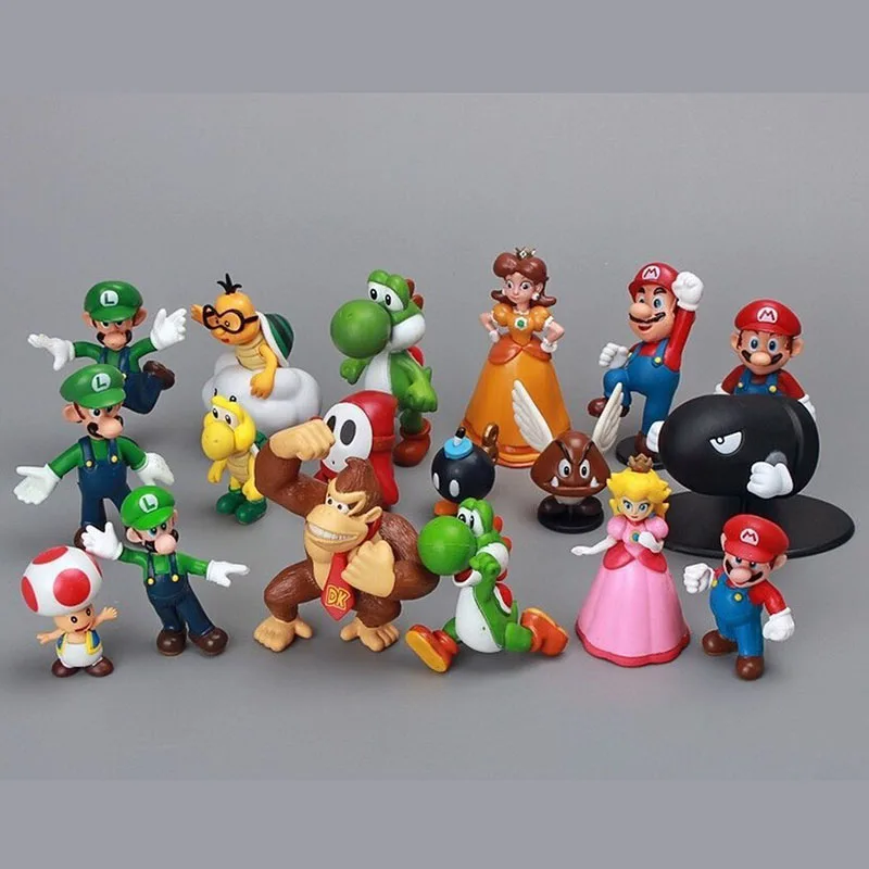 Mini 3-6cm 18pcs/set Wholesale Game Super Mario Bros Mario Toy Mini ...