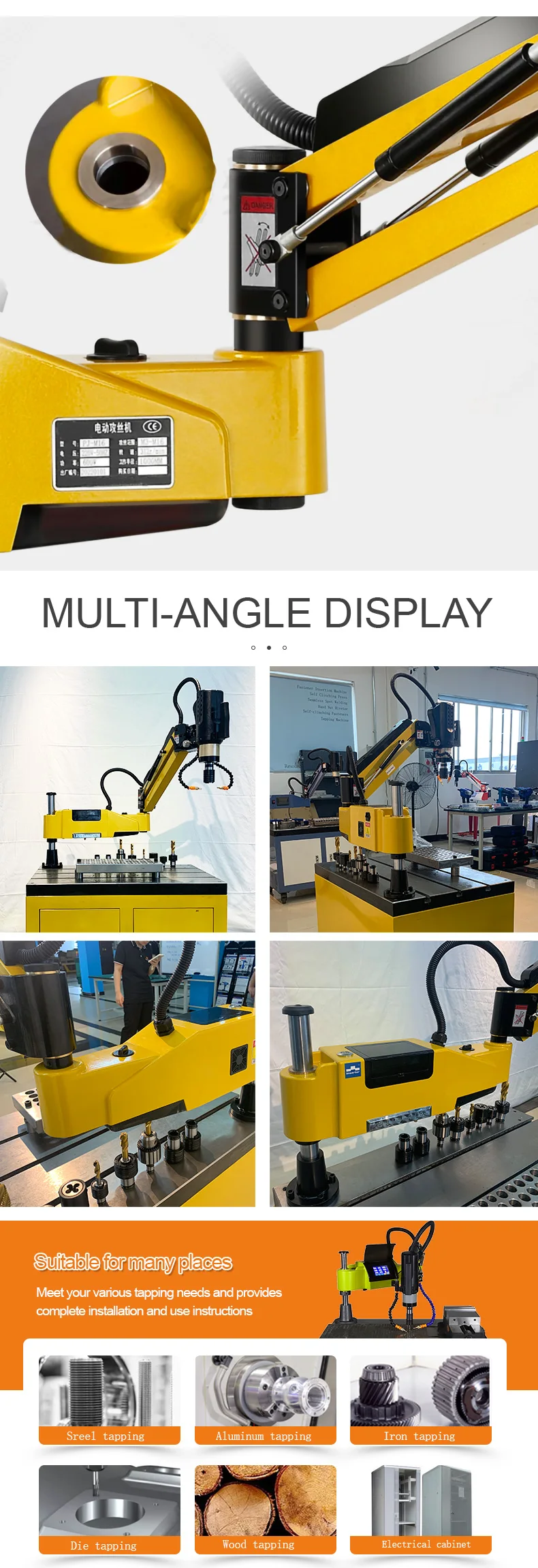 M3-m16 Flexible Arm Electric Tapping Machine For Tapping The Screw On ...