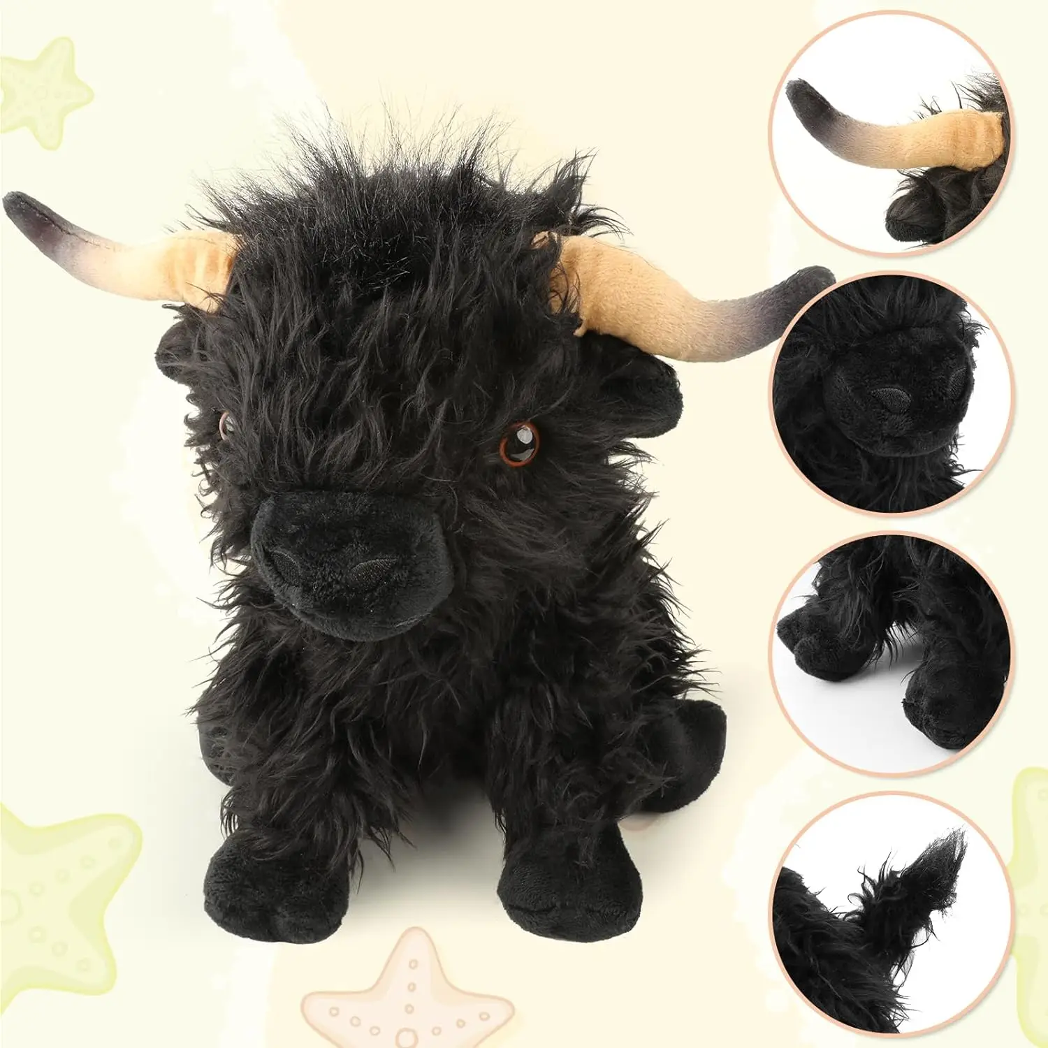 Highland Cow Stuffed Plush Toys Animal Realistic Fluffy Scottish Plush ...