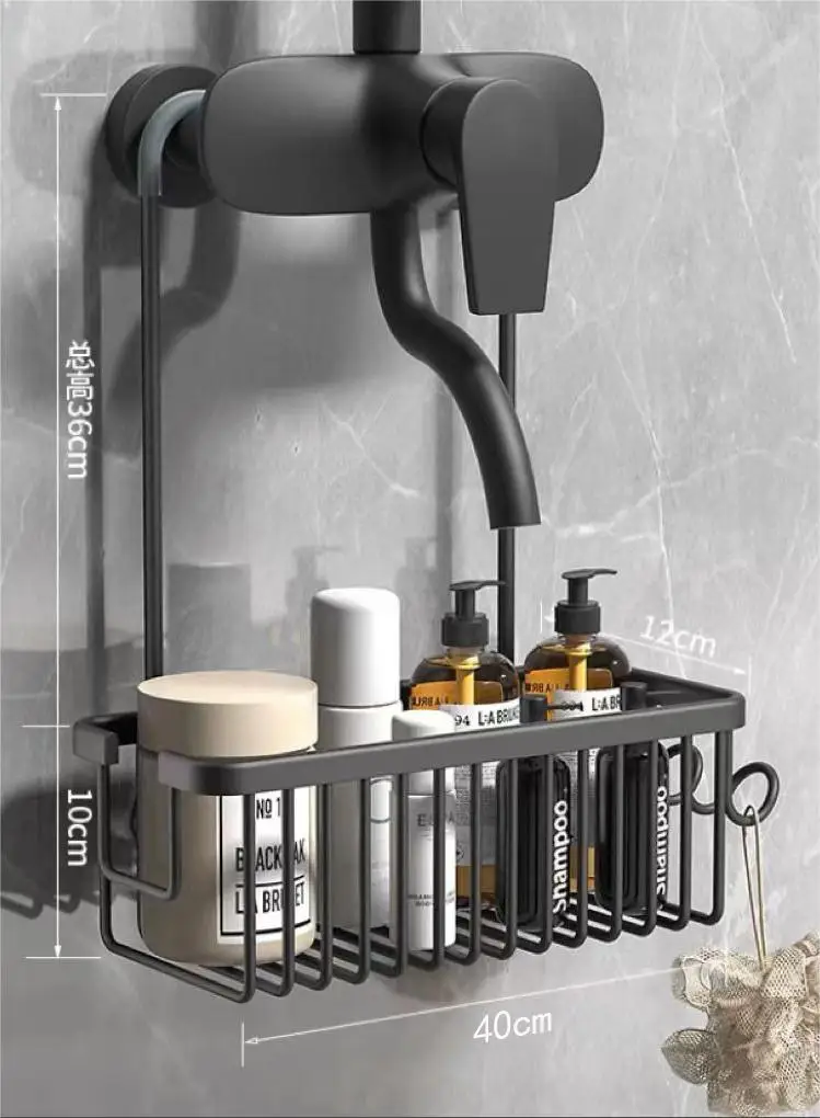 Shower Caddy Bathroom Storage Rack Punch Free Shower Hanging Basket ...