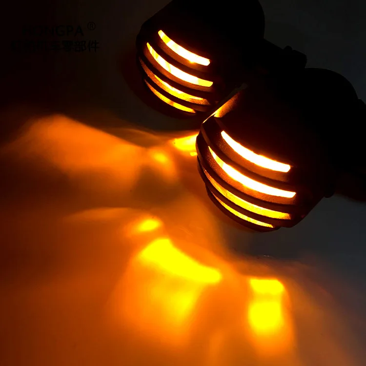 Motorcycle Metal Turn Signal Drl Retro Bullet Black Grid Brake Light ...