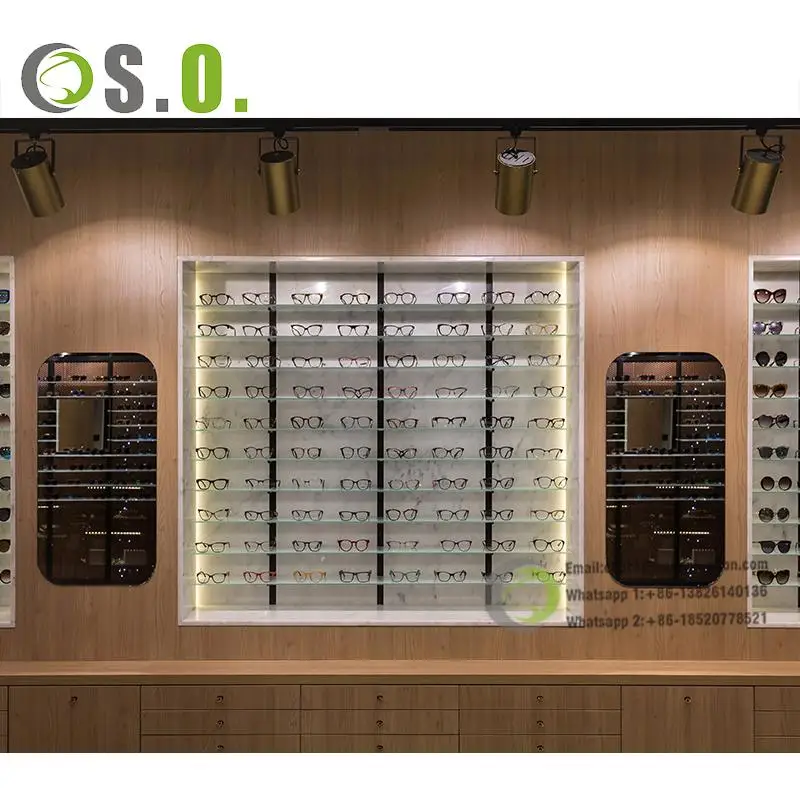 Custom Wall Mounted Eyewear Display Optical Store Furniture Design ...