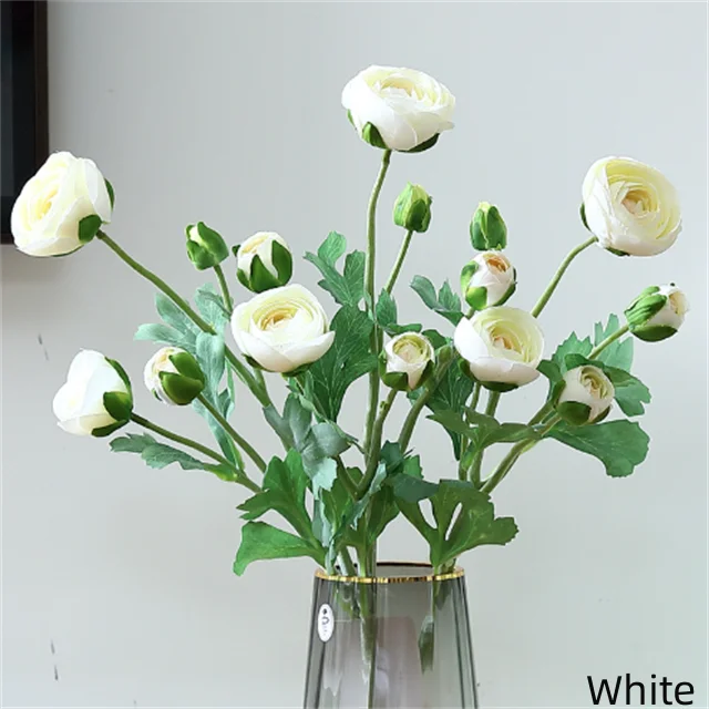 5 Heads Ranunculus Flower Artificial Silk Ranunculus Lotus for Home ...