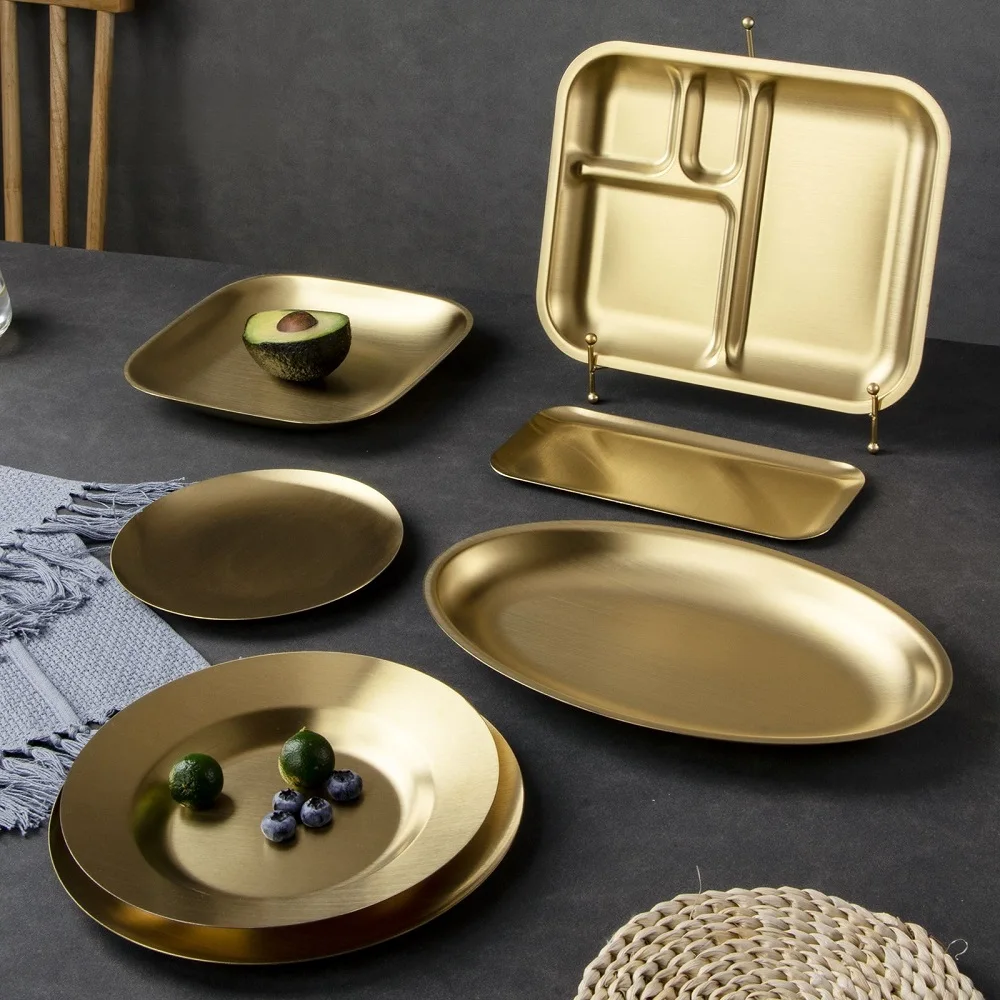 Wholesale Modern Gold Stainless Steel Table Ware Luxury Plates ...