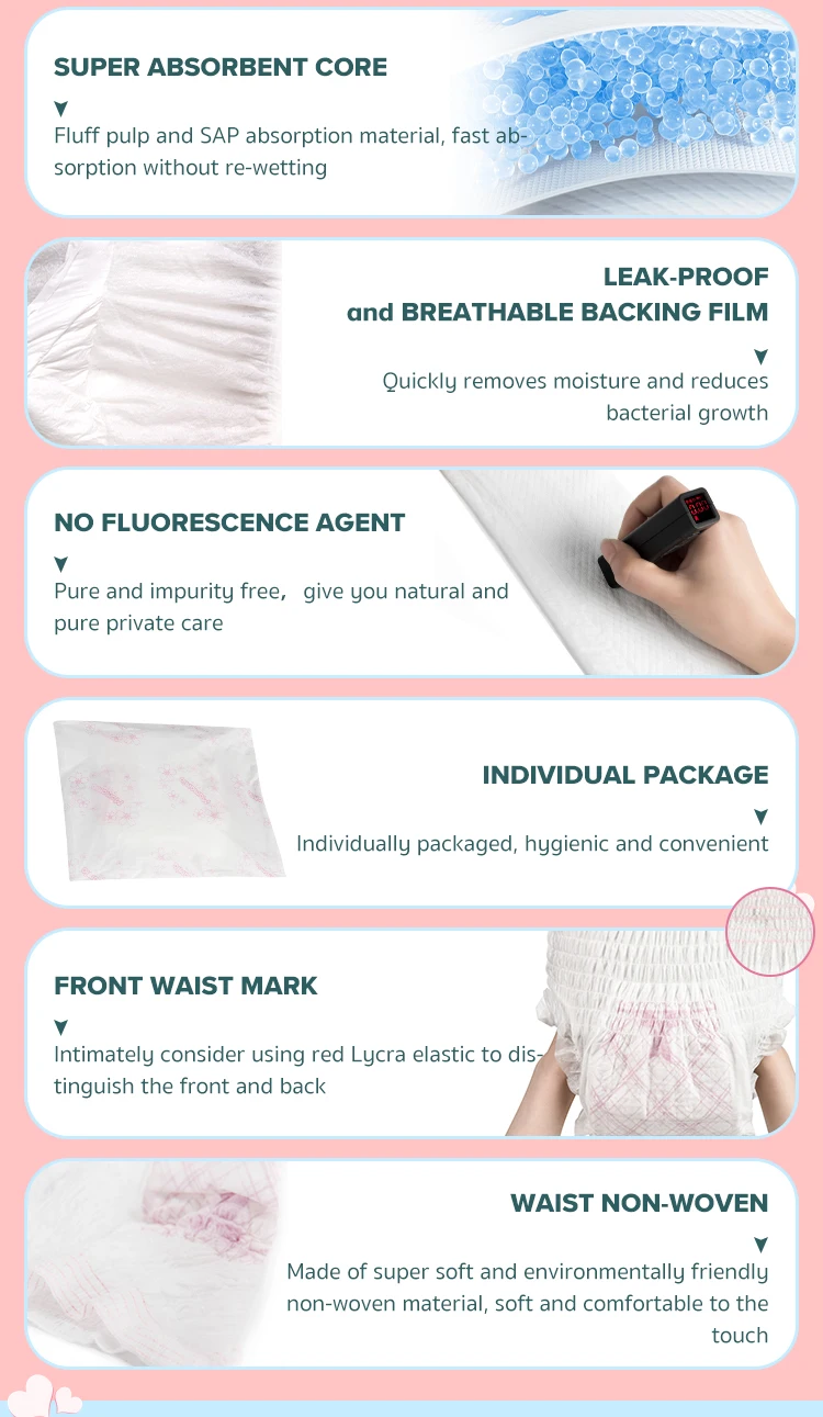 Oem Lady Woman Disposable Menstrual Period Pads Sanitary Napkins Pants ...