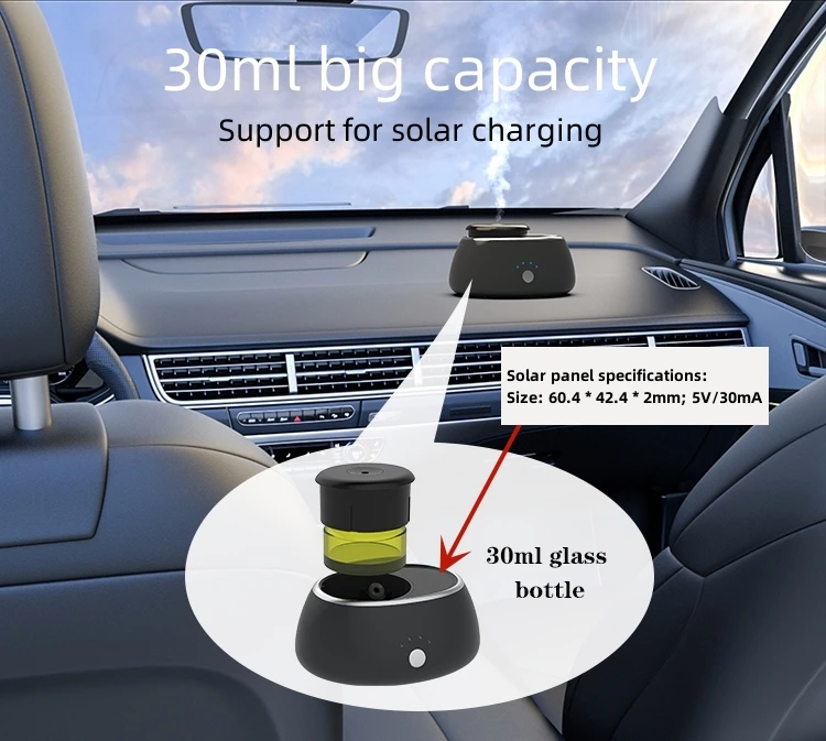 Portable Solar Power Car Aroma Diffuser - Pure Essential Oil