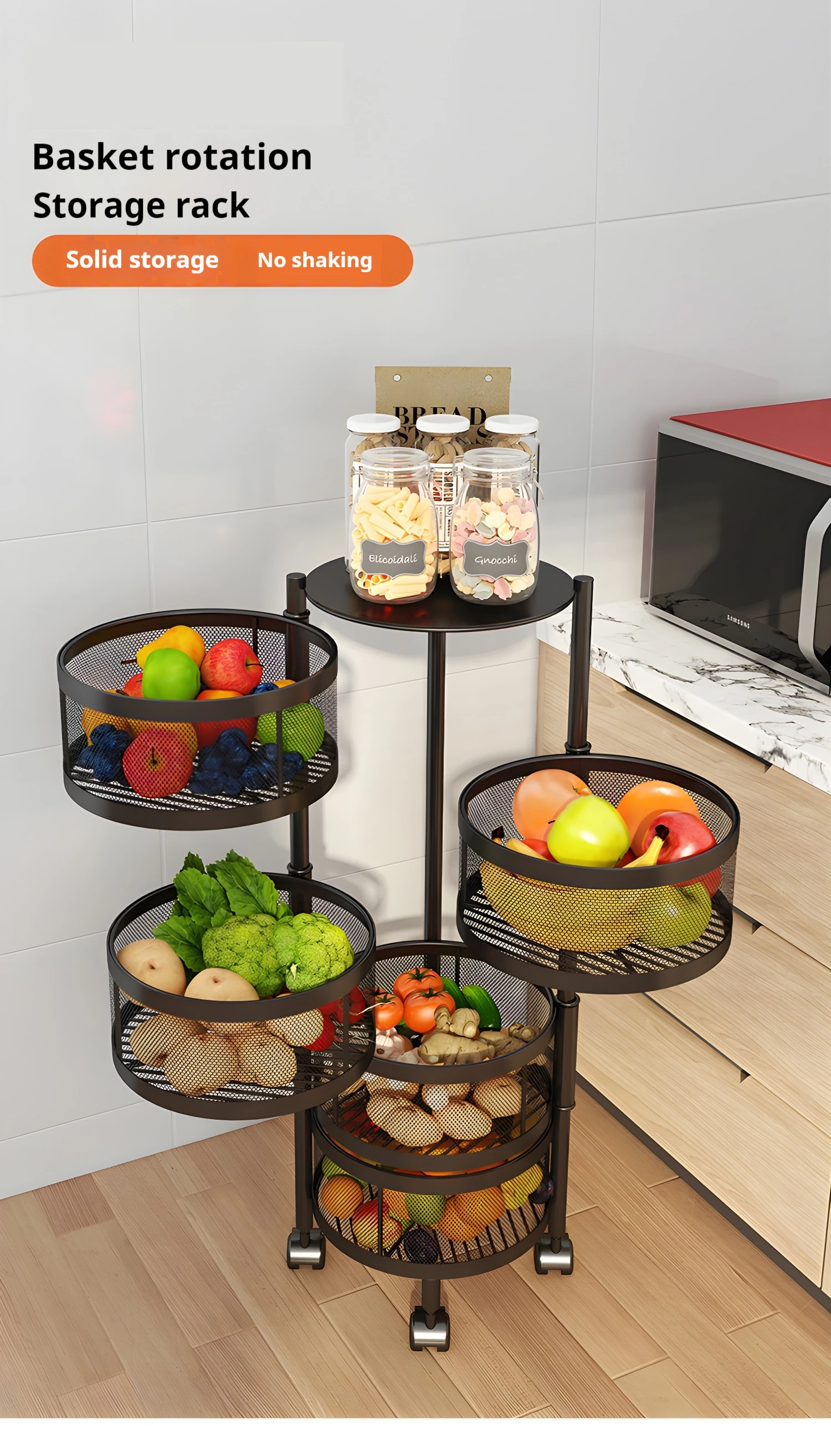 Multi Functional Durable Kitchen Rotary Storage Rack 5 Layer Kitchen ...