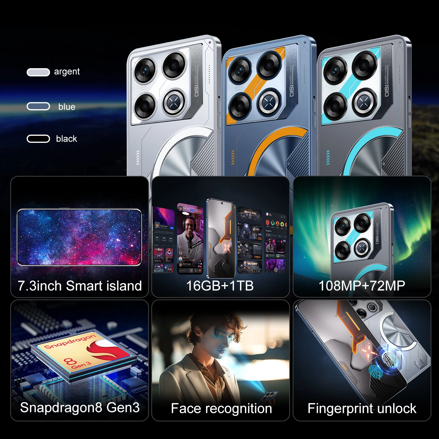 2025 Hot Selling GT20 Pro 16GB+1TB 7.3-Inch High-Definition Face Unlock ...