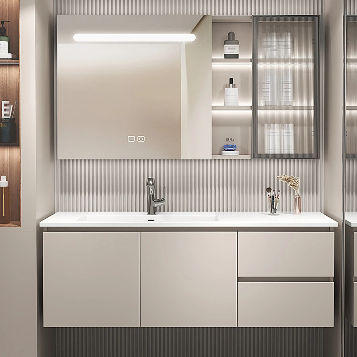 Modern Luxury Hotel Wall Mount Floating Bathroom Vanity Supplier Mirror ...