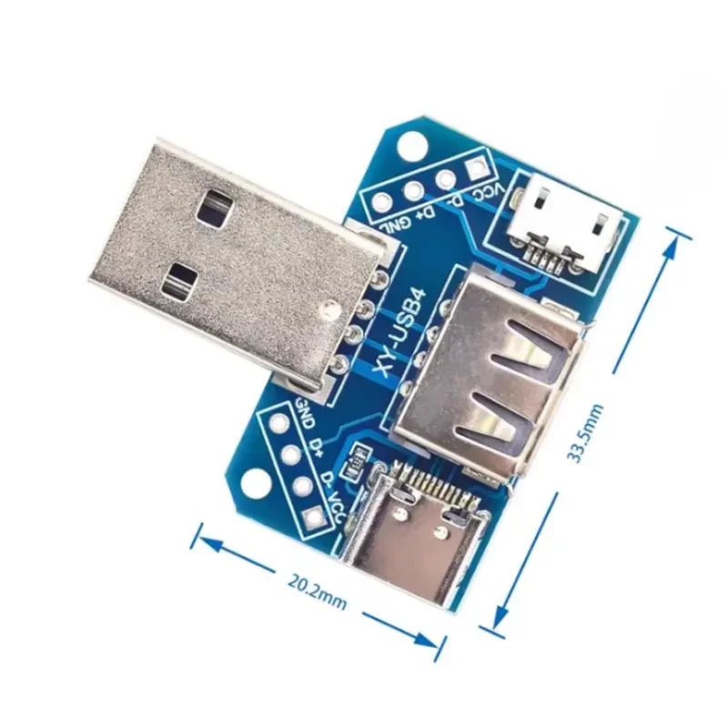 Usb Adapter Board Male To Female To Microusb To Head/type-c 4p 2.54mm ...
