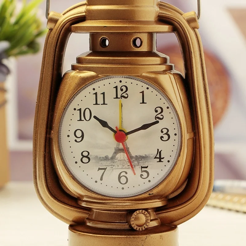 Vintage Alarm Clock Retro Oil Lamp Alarm Clock Watch Table Kerosene ...