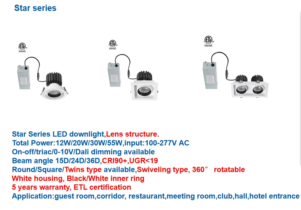 Star Series Modern 12W LED Downlight High Quality Embedded With Good ...