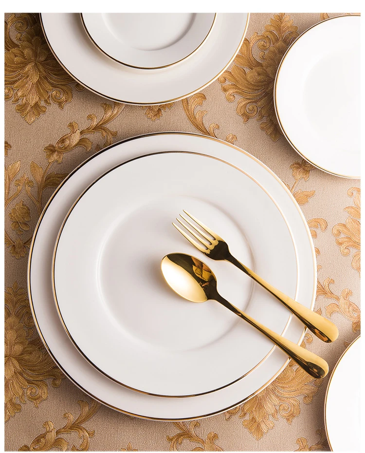 Wholesale Morden Luxury Gold Rim Porcelain Dinnerware