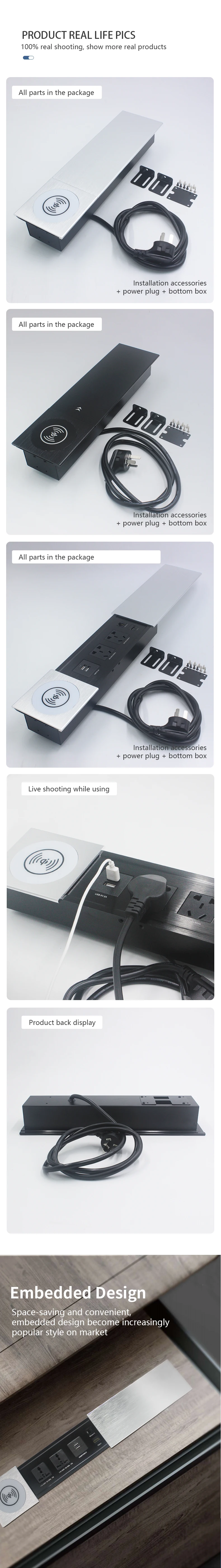 Table Recessed Hidden Plug Socket Cover Outlet Box