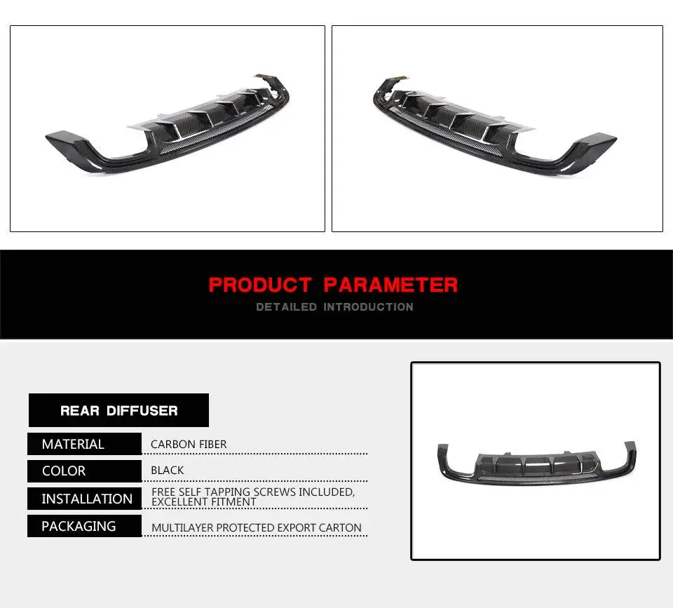 Carbon Fiber Rear Diffuser Fin Bumper Lip Splitter Spoiler For Audi A5 ...